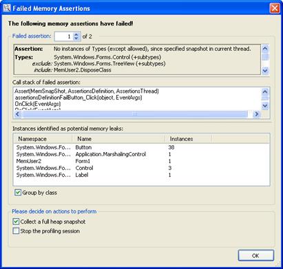 Handling Failed Memory Assertions | .NET Memory Profiler Documentation